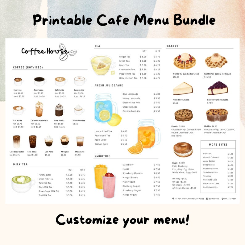 Printable Cafe Coffee Menu Bundle Templates, Minimalistic Simple Coffee ...