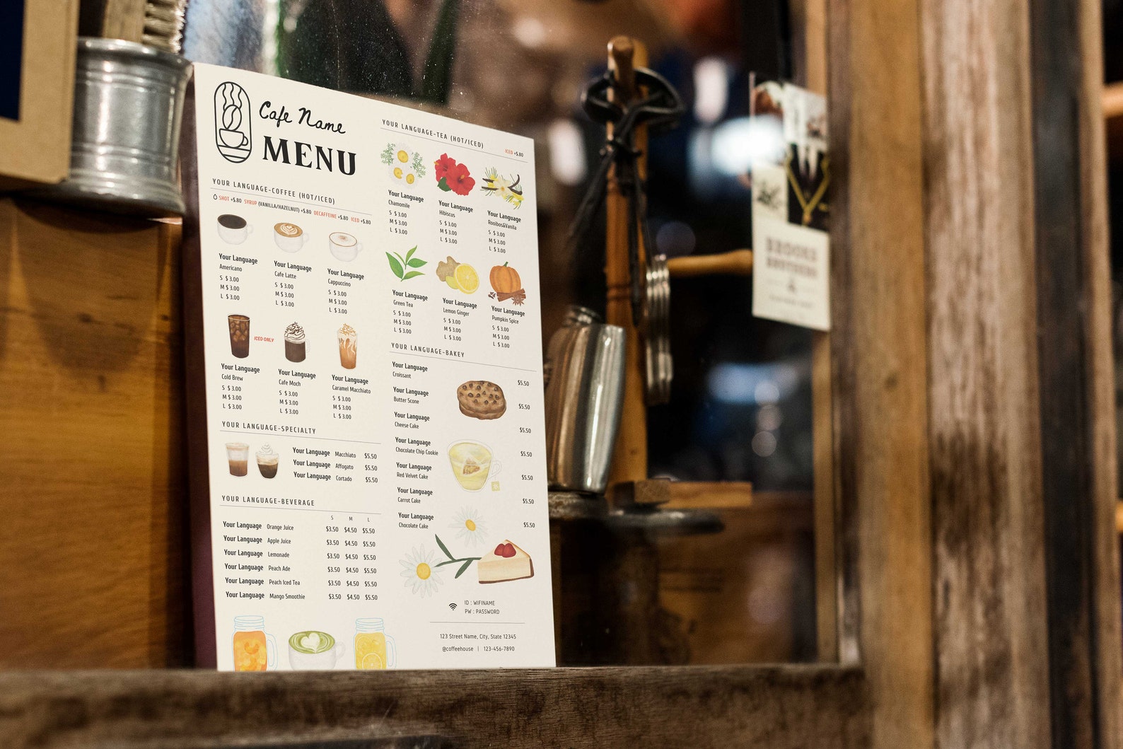 Cafe Coffee Menu Board Templates, Tea Menu, Minimalistic Simple Coffee ...