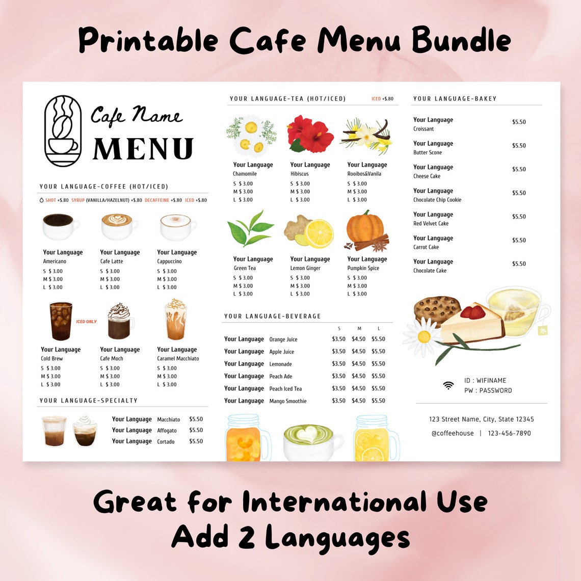 Cafe Coffee Menu Board Templates, Tea Menu, Minimalistic Simple Coffee ...