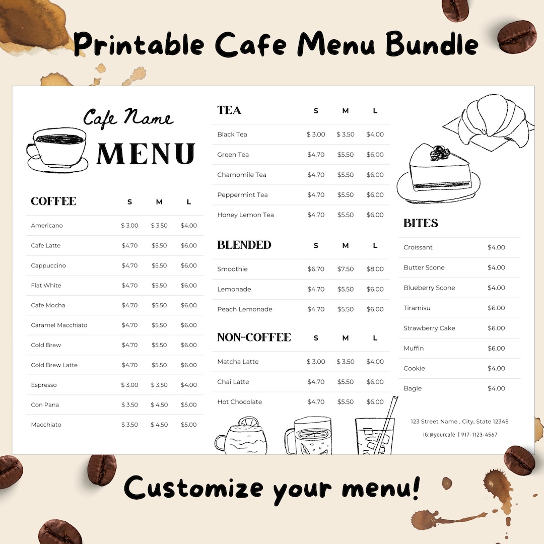 Cafe Coffee Menu Board Templates, Minimalistic Simple Coffee Menu ...
