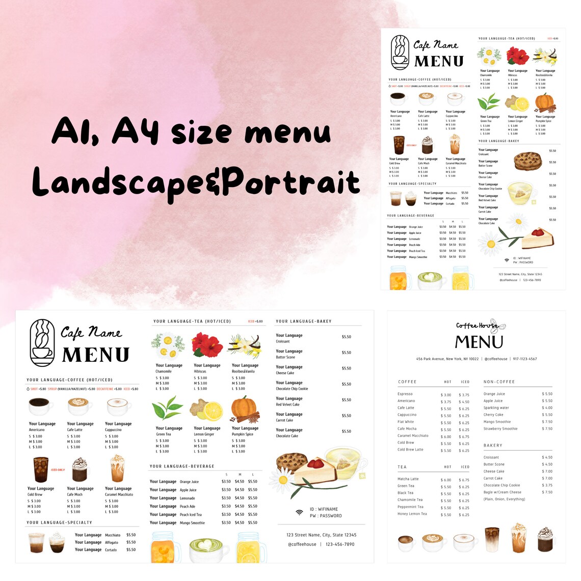 Cafe Coffee Menu Board Templates, Tea Menu, Minimalistic Simple Coffee ...