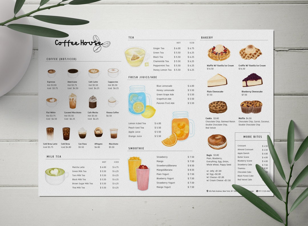 Printable Cafe Coffee Menu Bundle Templates, Minimalistic Simple Coffee ...