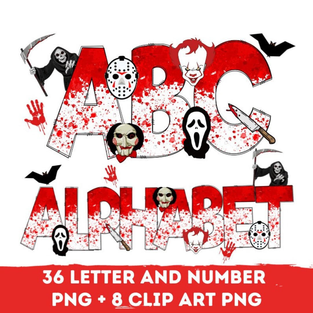 Halloween Doodle Letters BUNDLE With Clip Art PNG Files, Make Your Own ...