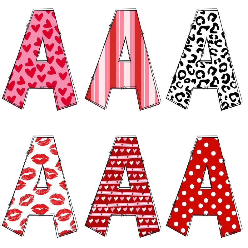 Valentines Day Alphabet With Clip Art PNG Files, Make Your Own Name ...