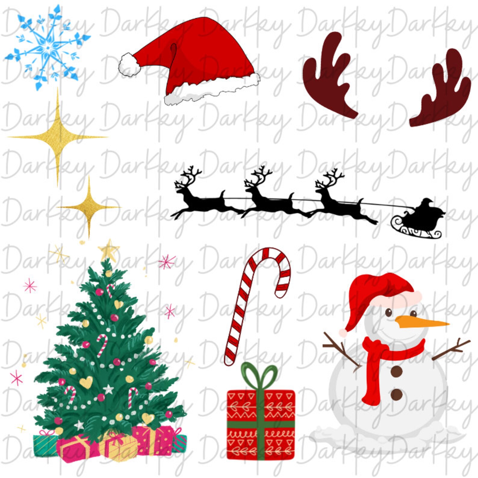 Christmas Clip Art + Doodle Letters BUNDLE and Numbers, Uppercase ...