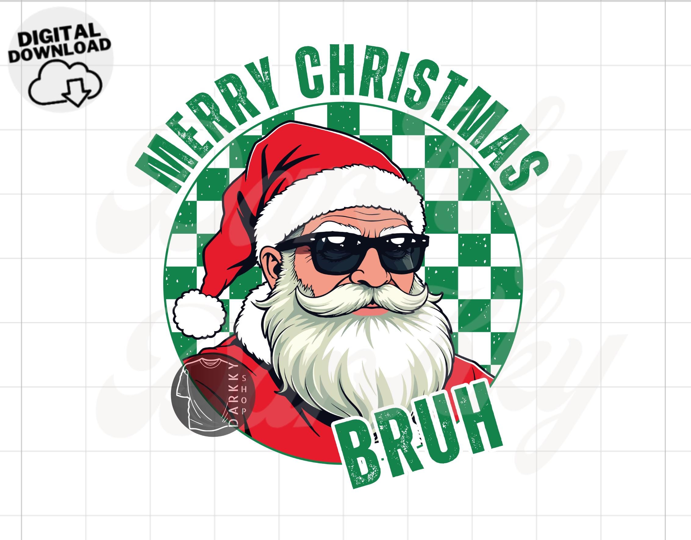 Merry Christmas Bruh Santa Bruh Checkerboard Retro Boy Christmas PNG ...