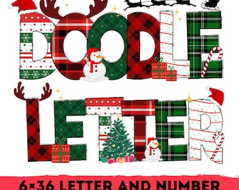 Christmas Clip Art & Doodle Letters and Numbers, Uppercase Alphabet Set ...