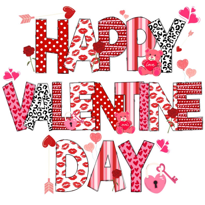 Valentines Day Alphabet With Clip Art PNG Files, Make Your Own Name ...