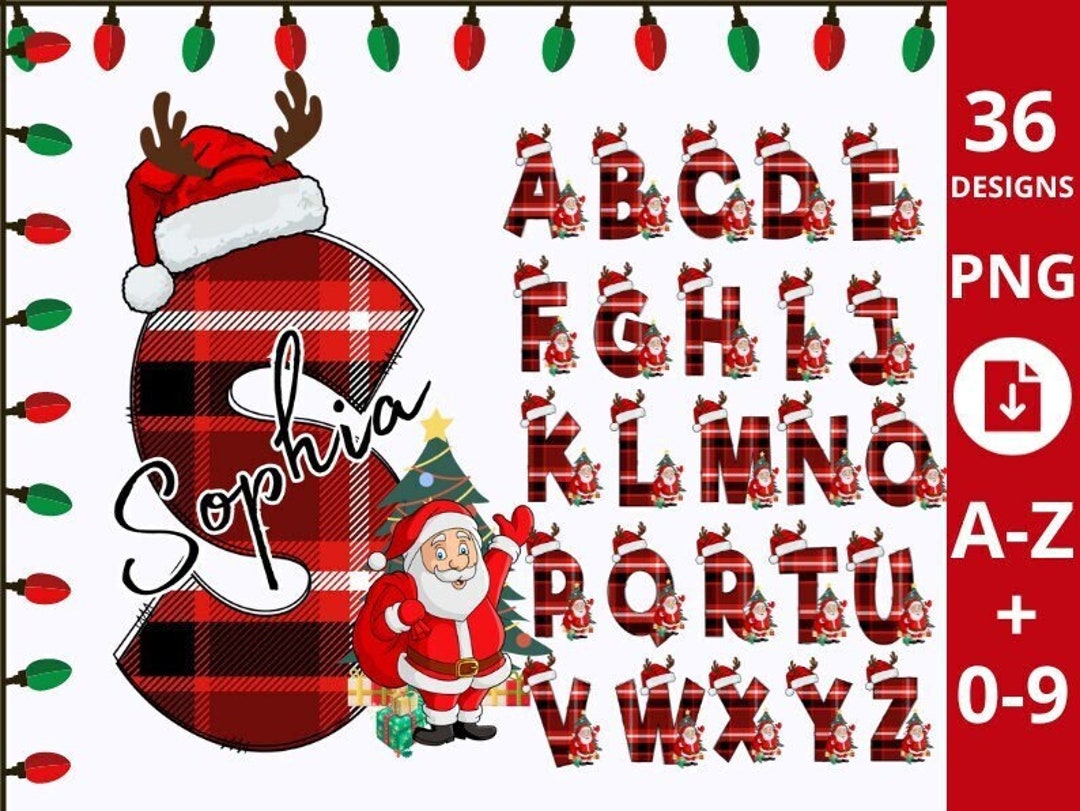 Christmas Doodle Alphabet PNG Clipart: Letter & Number Bundle (digital ...
