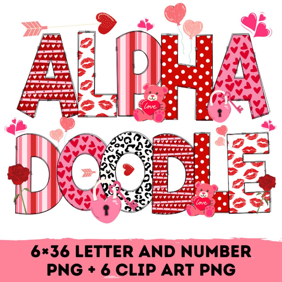 Valentines Day Alphabet With Clip Art PNG Files, Make Your Own Name ...