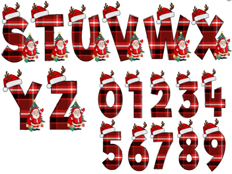 Christmas Doodle Alphabet PNG Clipart: Letter & Number Bundle (digital ...
