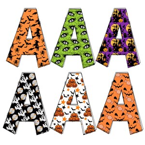 Halloween Doodle Letters BUNDLE With Clip Art PNG Files, Make Your Own ...