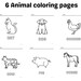 Printable Animal Coloring Pages 6-count - Etsy
