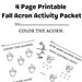 4 Printable Fall Acorn Activity Pages - Etsy
