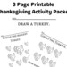 3 Printable Thanksgiving Activity Pages - Etsy