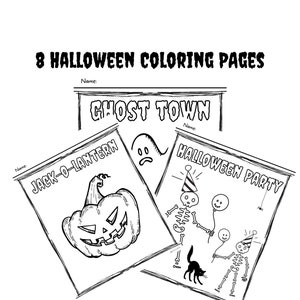 Printable Halloween Coloring Pages 8-count - Etsy