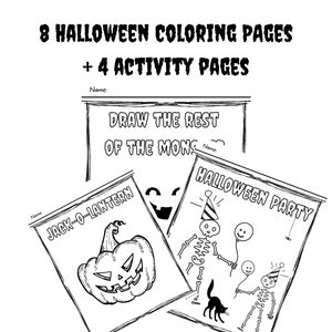 8 Printable Halloween Coloring Pages + 4 Halloween Activity Pages ...