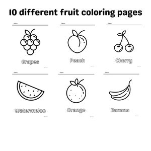 Printable Fruit Coloring Pages 10-count - Etsy