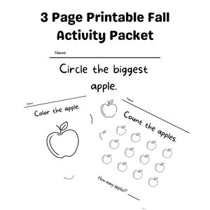 3 Page Fall Printable Activity Packet - Etsy