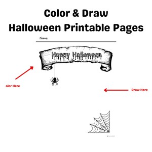 Printable Color & Draw Halloween Pages 4-count - Etsy