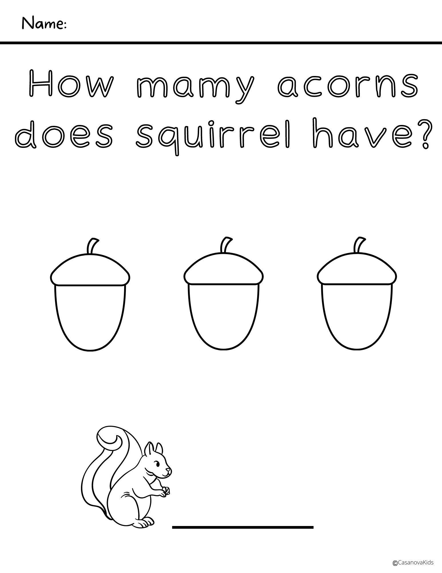 Fall Printable Counting & Coloring #'s 1-4 - Etsy