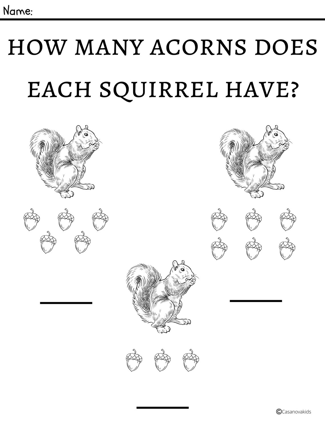 4 Printable Fall Acorn Activity Pages - Etsy