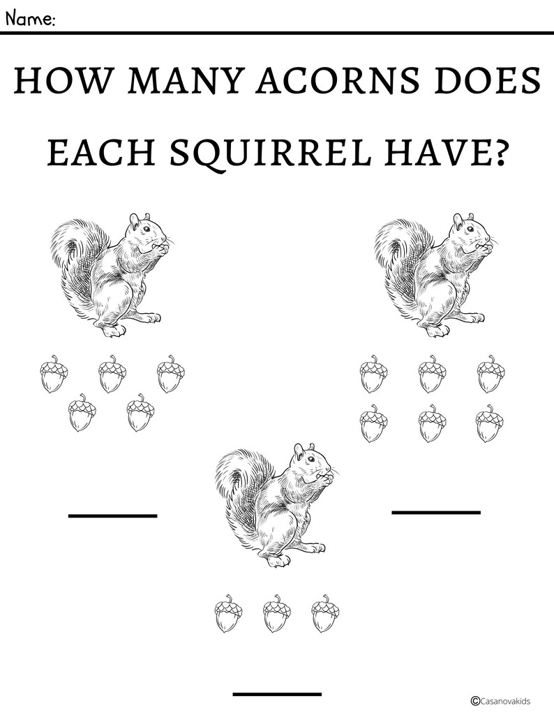 4 Printable Fall Acorn Activity Pages - Etsy