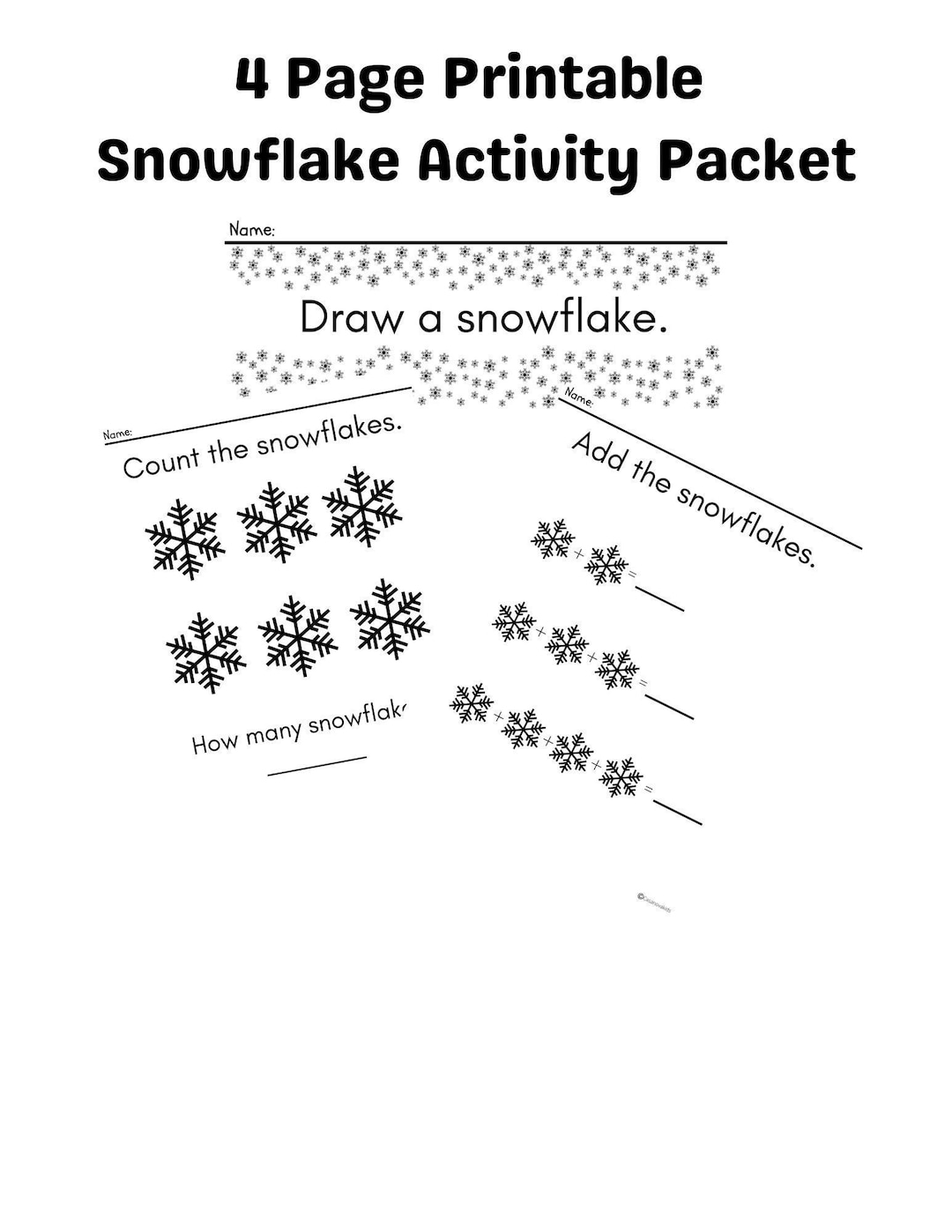 4 Page Printable Snowflake Activity Packet - Etsy