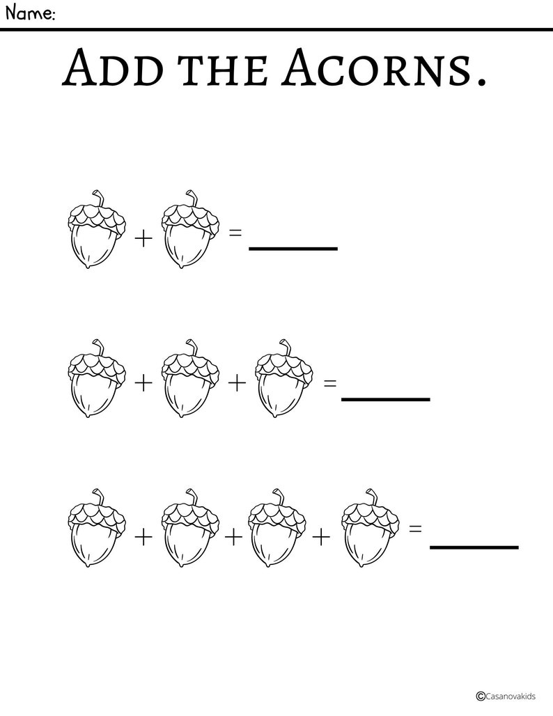 4 Printable Fall Acorn Activity Pages - Etsy