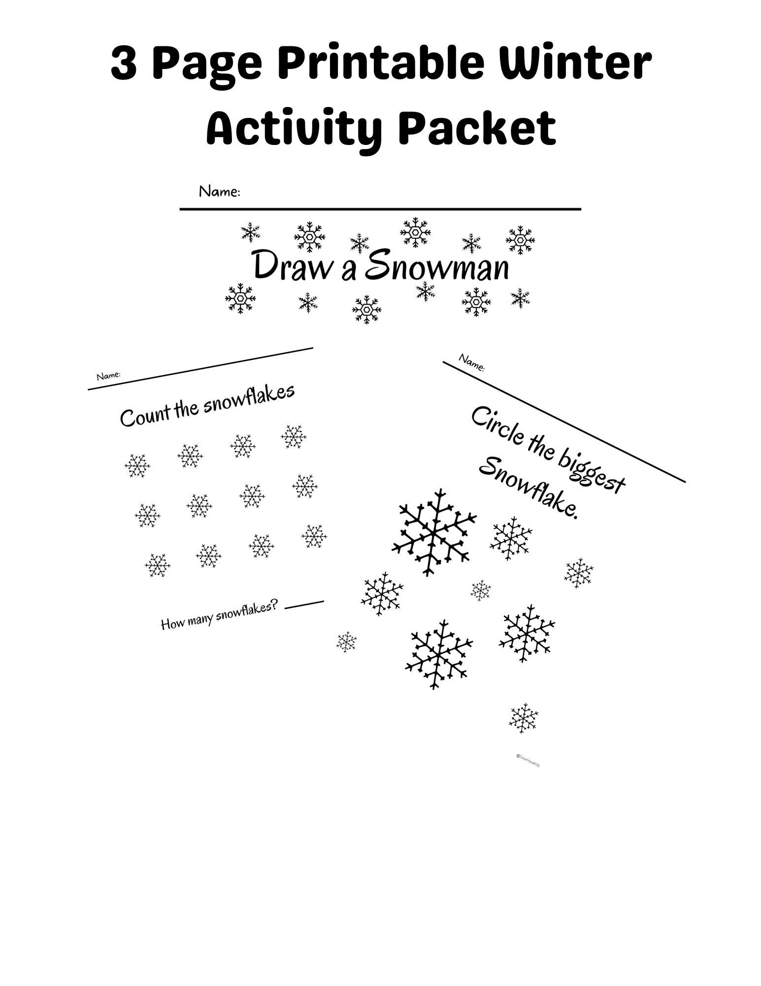 3 Page Printable Winter Activity Packet - Etsy