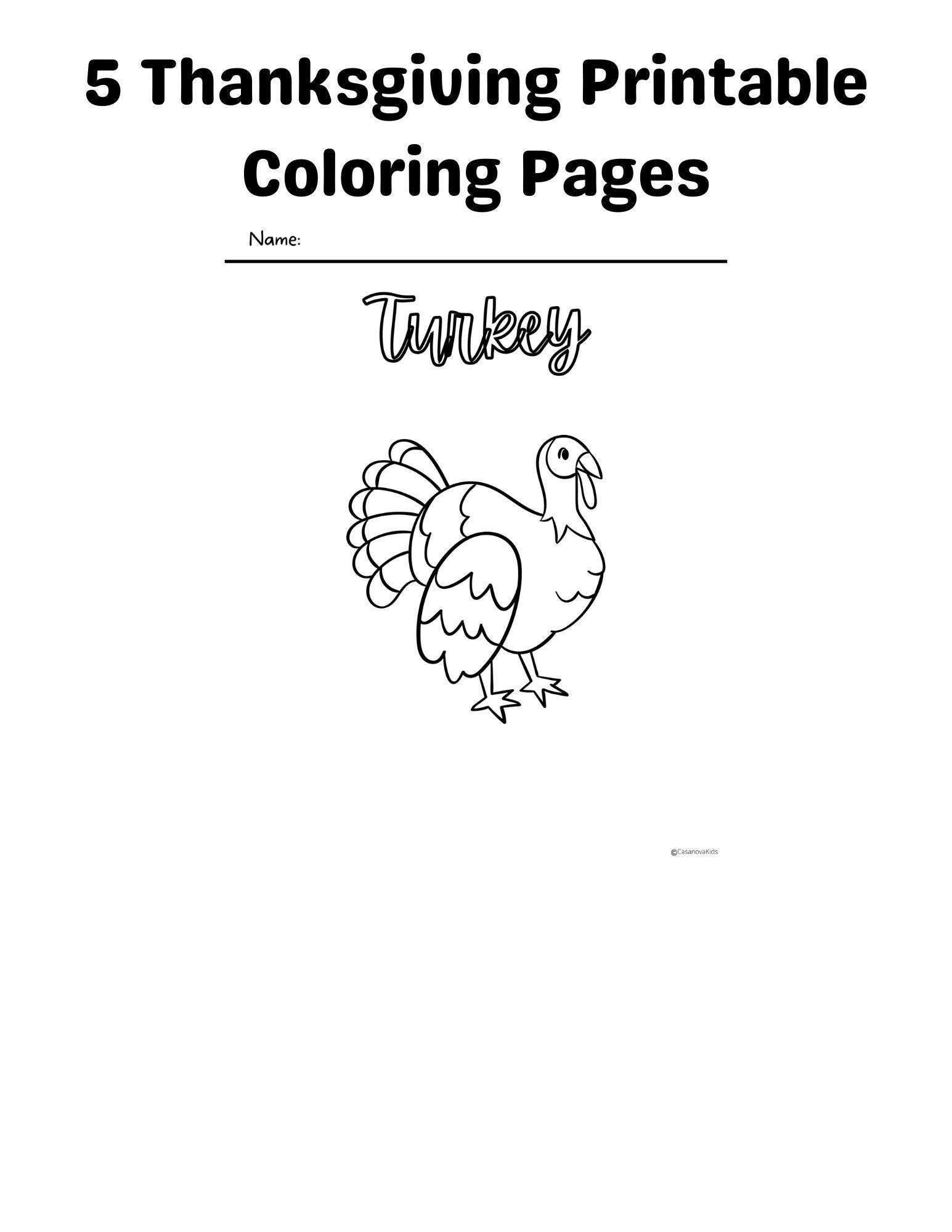 Thanksgiving Printable Coloring Pages 5-count - Etsy