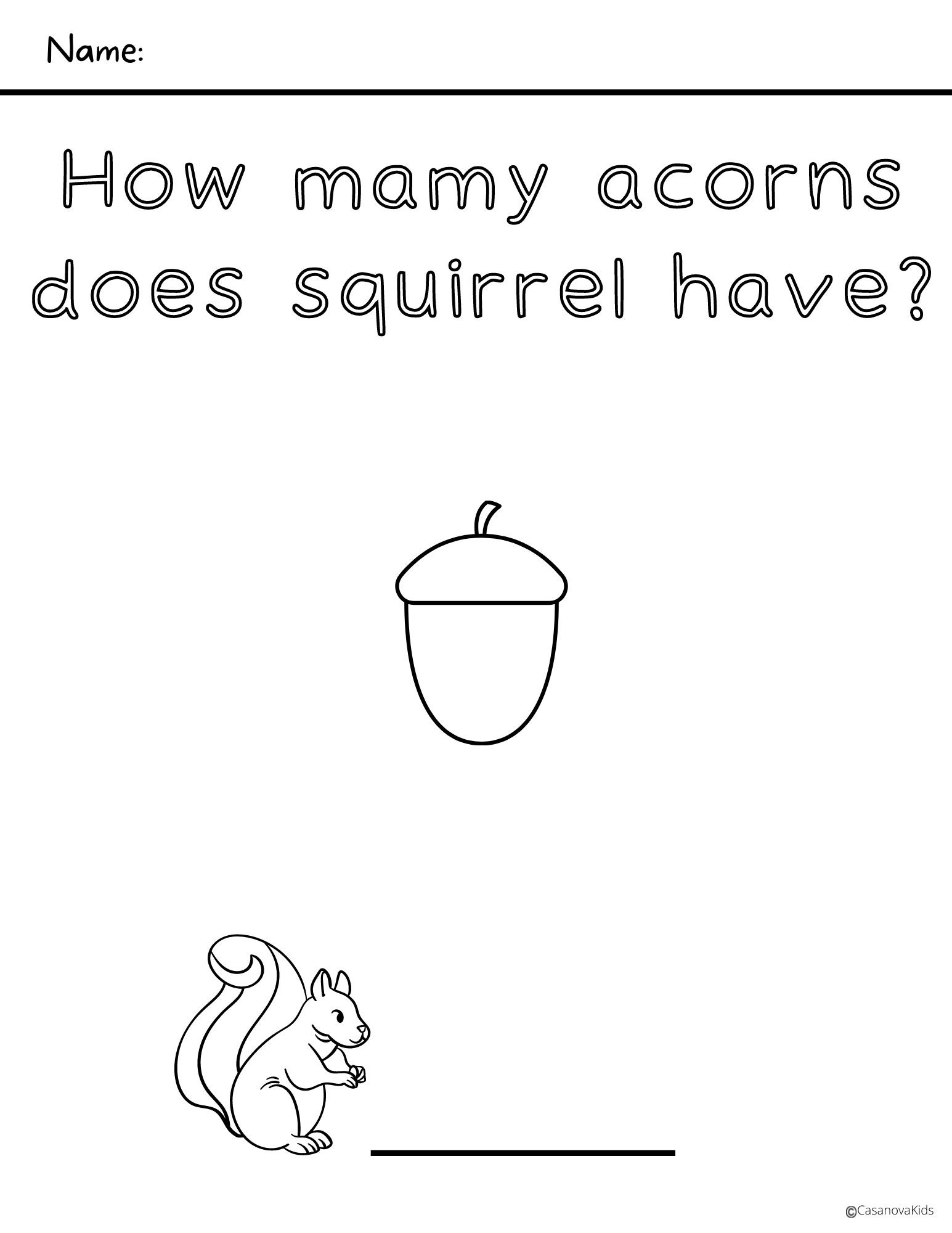 Fall Printable Counting & Coloring #'s 1-4 - Etsy