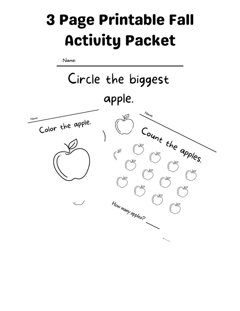 3 Page Fall Printable Activity Packet - Etsy