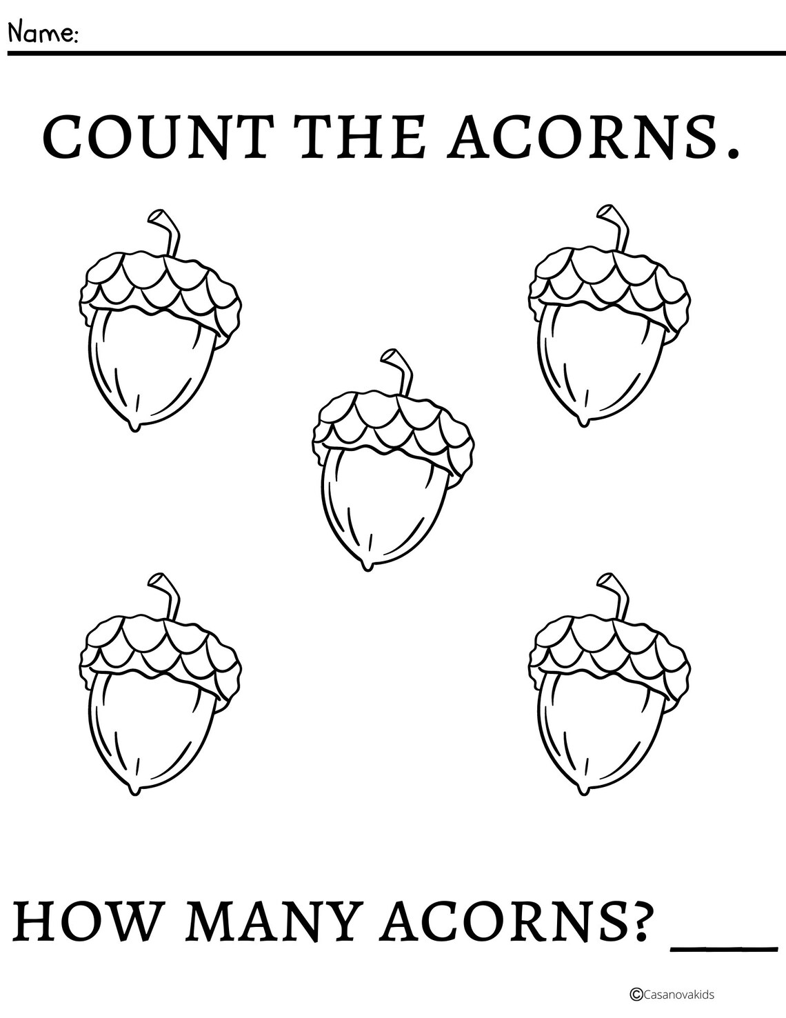 4 Printable Fall Acorn Activity Pages - Etsy