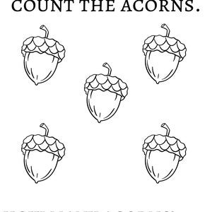 4 Printable Fall Acorn Activity Pages - Etsy