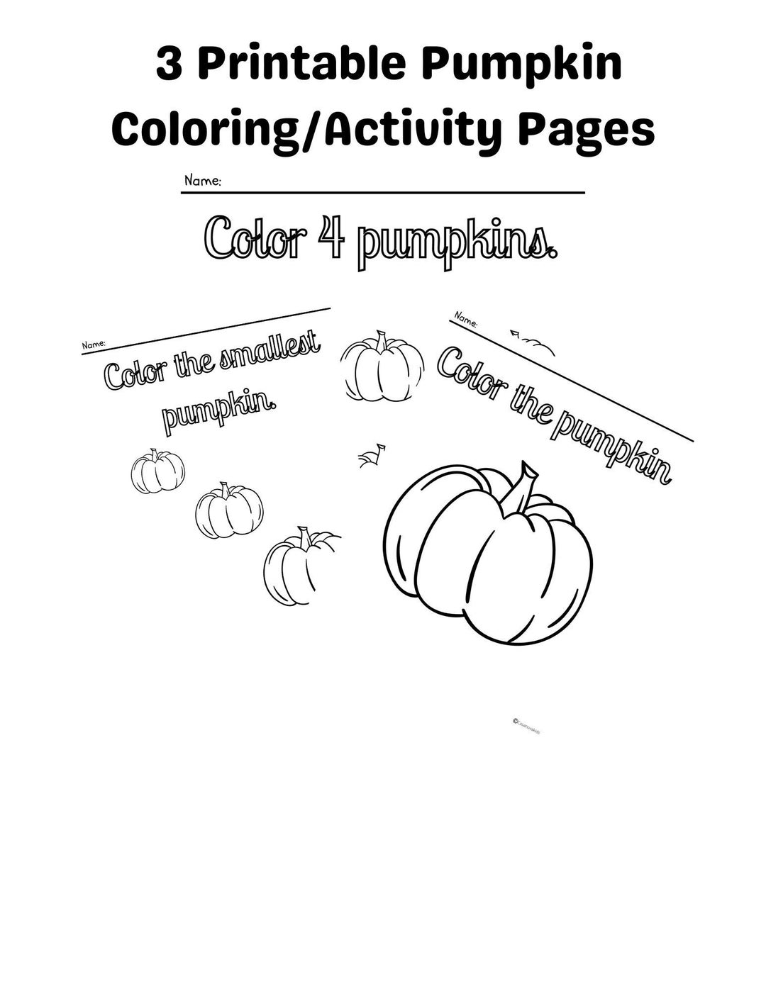 3 Printable Pumpkin Coloring/activity Pages - Etsy