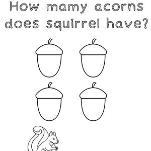 Fall Printable Counting & Coloring #'s 1-4 - Etsy