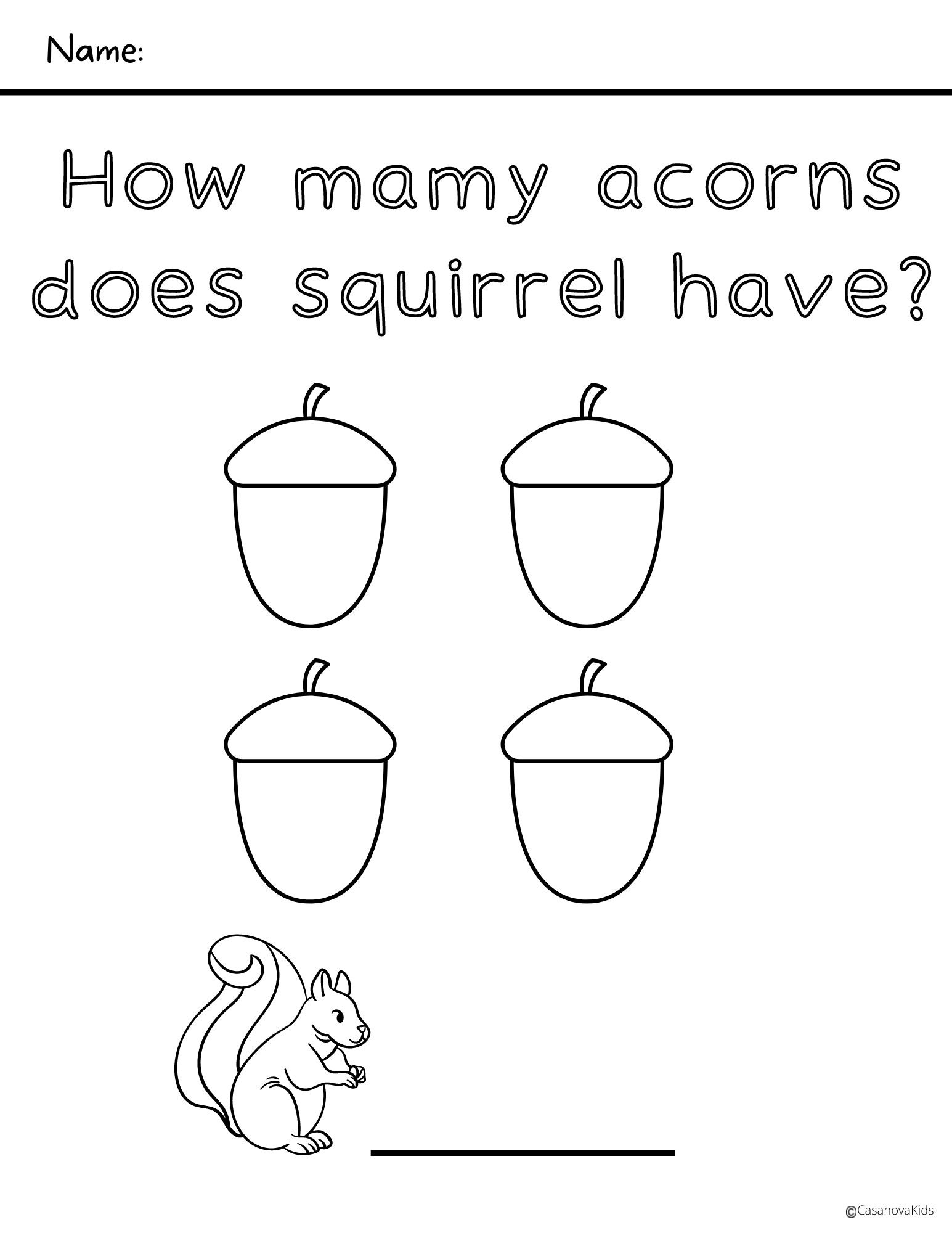 Fall Printable Counting & Coloring #'s 1-4 - Etsy