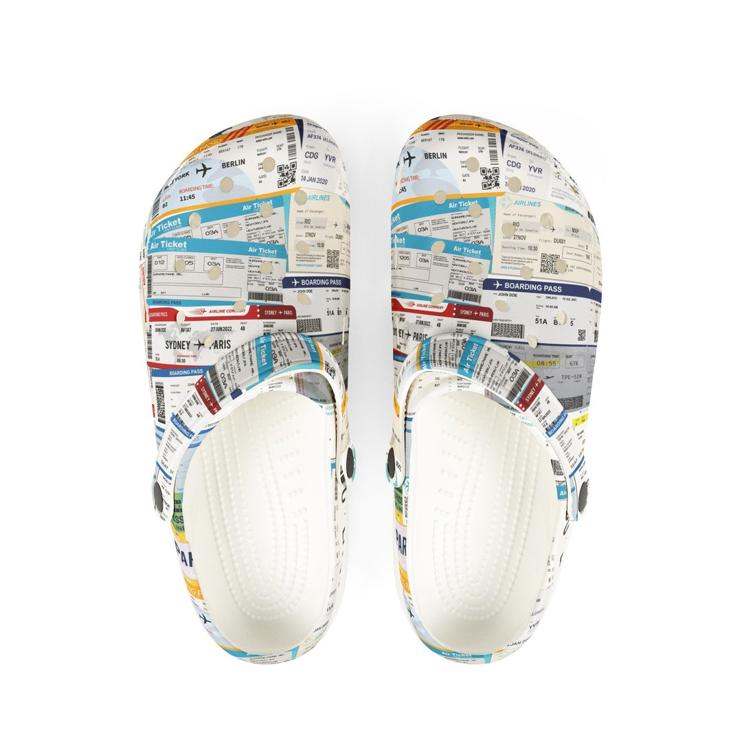 Boarding Pass Flight Tickets EVA Foam Clogs Summer Beach Pool Shoes ...