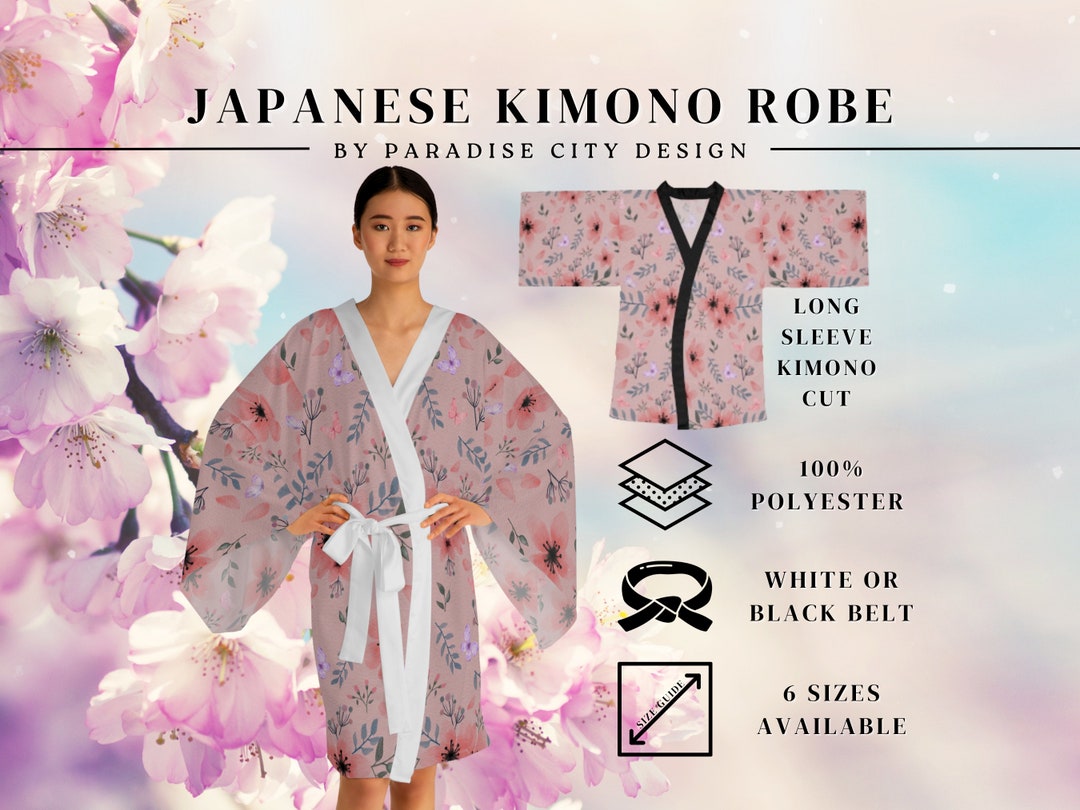 Japanese Kimono Robe Long Sleeve Kimono Bath Robes Japanese Party Dress ...