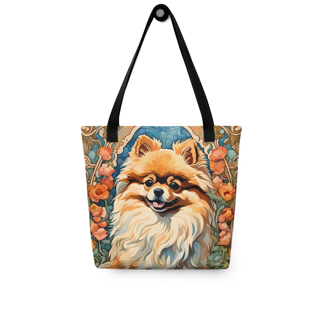 Pomeranian Art Tote Bag Pom Dog Portrait Original Art Art Nouveau Mom ...