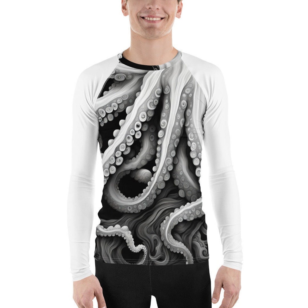 Octopus Art Mens Rash Guard: Long Sleeve Surf Shirt, UPF 50+ - Etsy