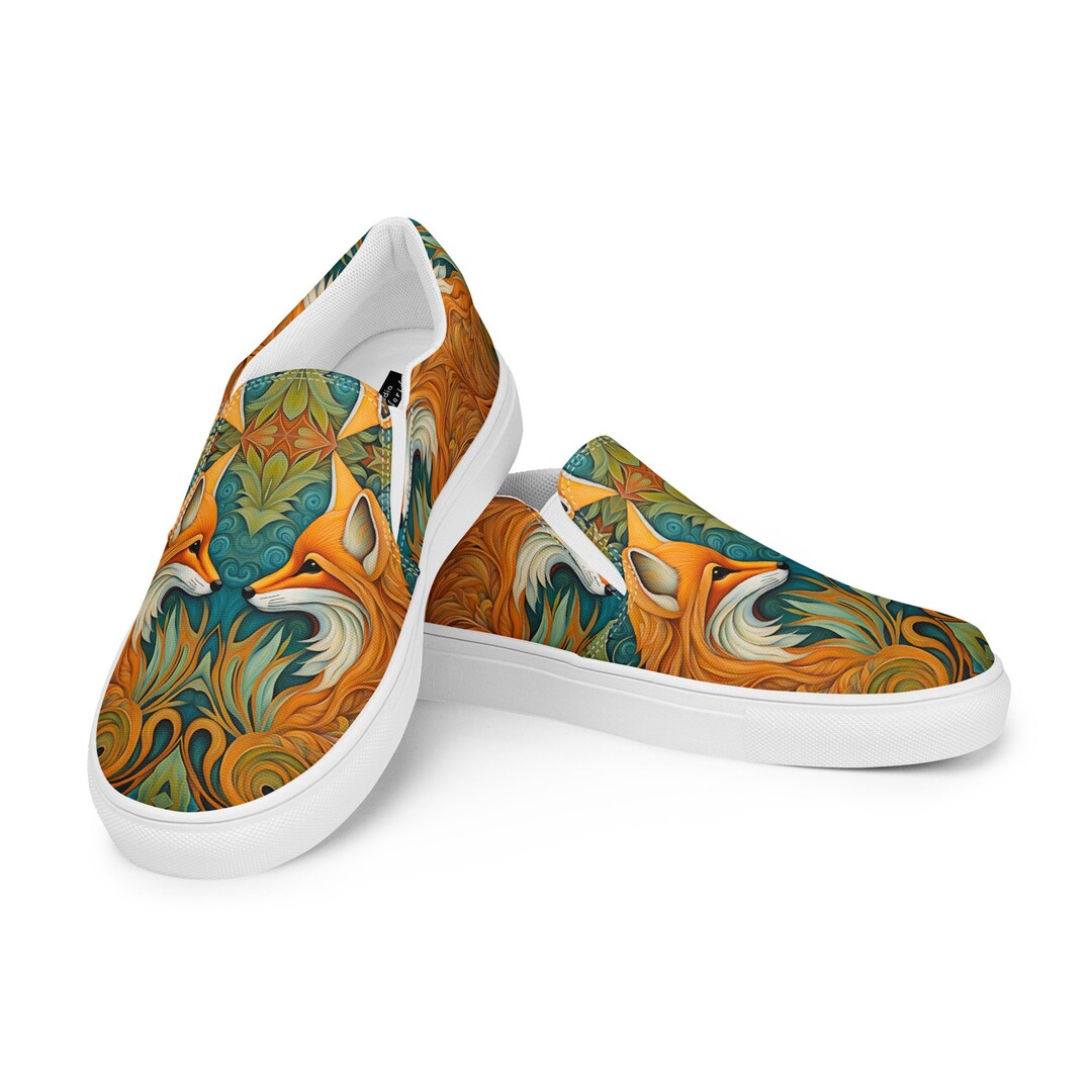 Fox Art Women’s Slip-on Canvas Shoes | Cottagecore | Forestcore ...