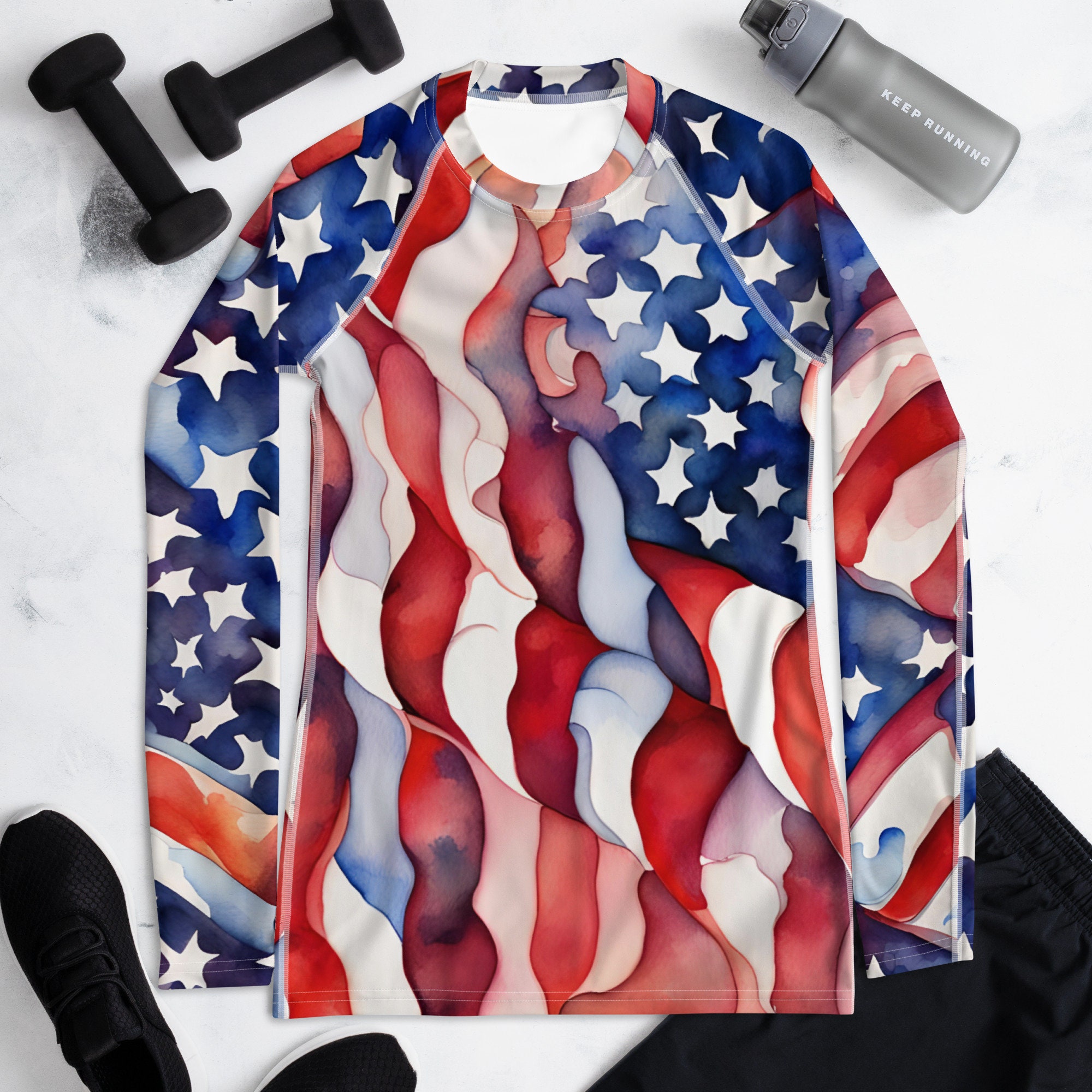 Patriotic Women's Rash Guard American Flag Long Sleeve Tee Ladies ...