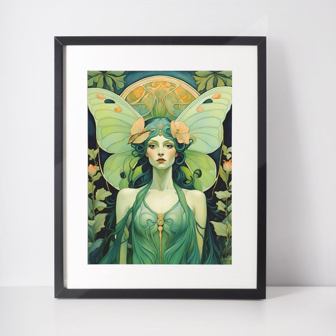 Luna Moth Goddess Giclee Fine Art Print Fantasy Portrait Poster ...