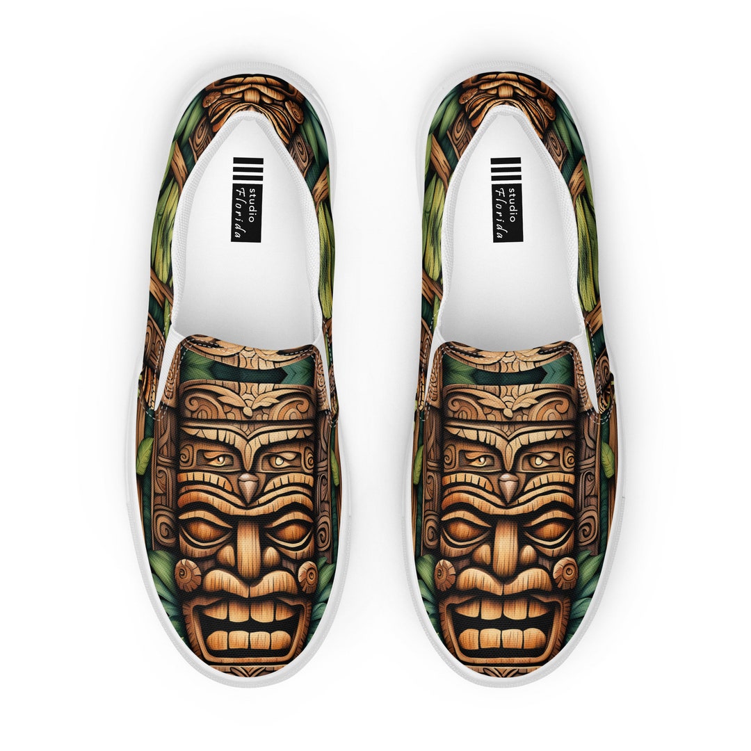 Men's Tiki Totem Canvas Shoes | Tiki Art | Tiki Gift | Original Art ...