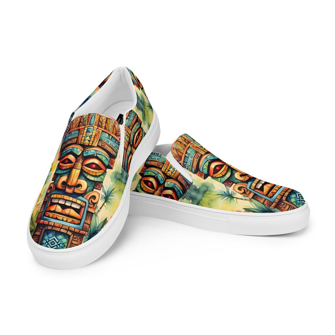 Women's Tiki Totem Shoes | Canvas Flats | Slip-ons | Tiki Gift ...