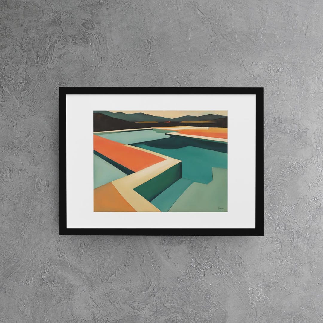 Swimming Pool | Abstract Art Print | Fine Art Giclee | MCM | Mid ...