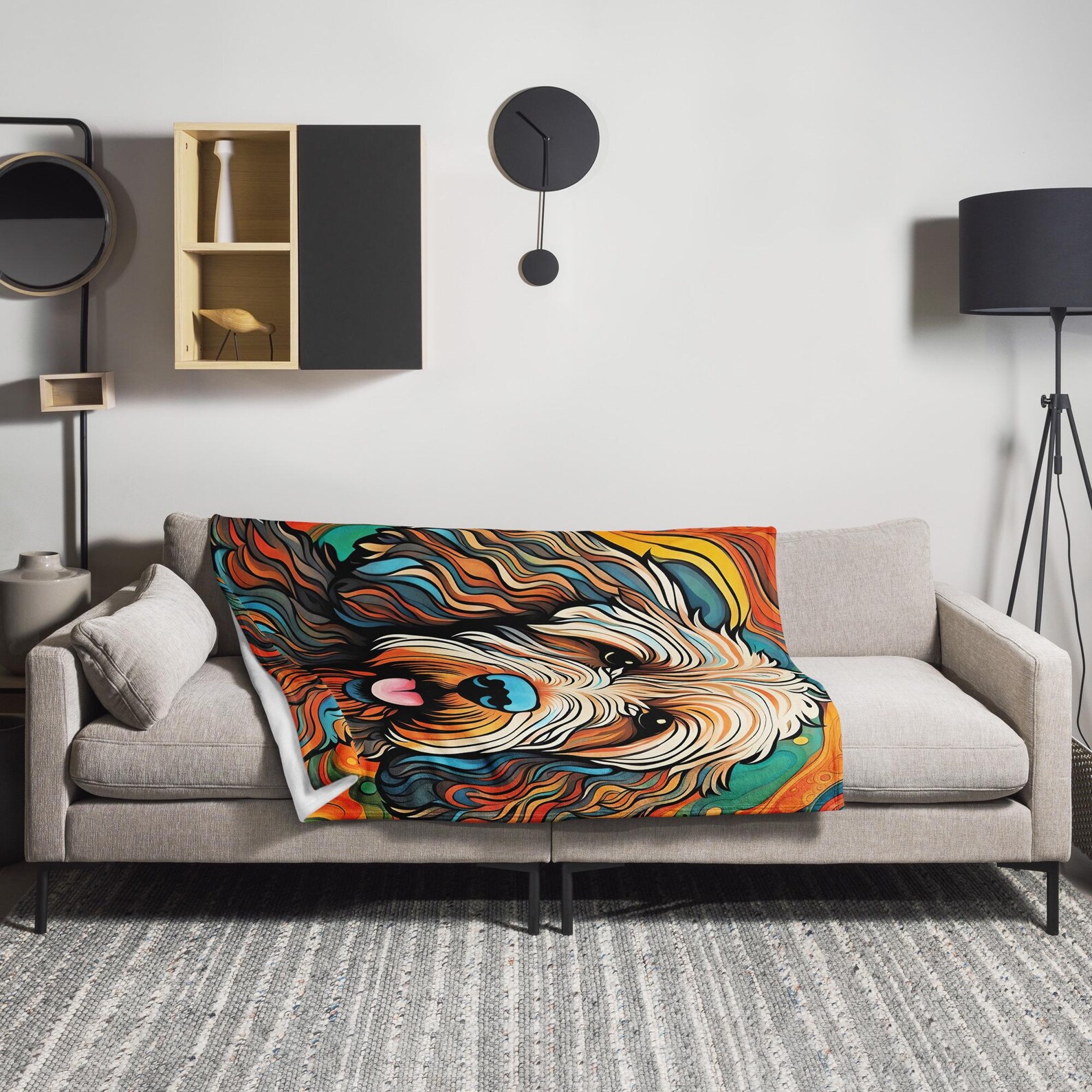 Labradoodle Throw Blanket | Dog Gift | Original Art | Groovy | Hippie ...