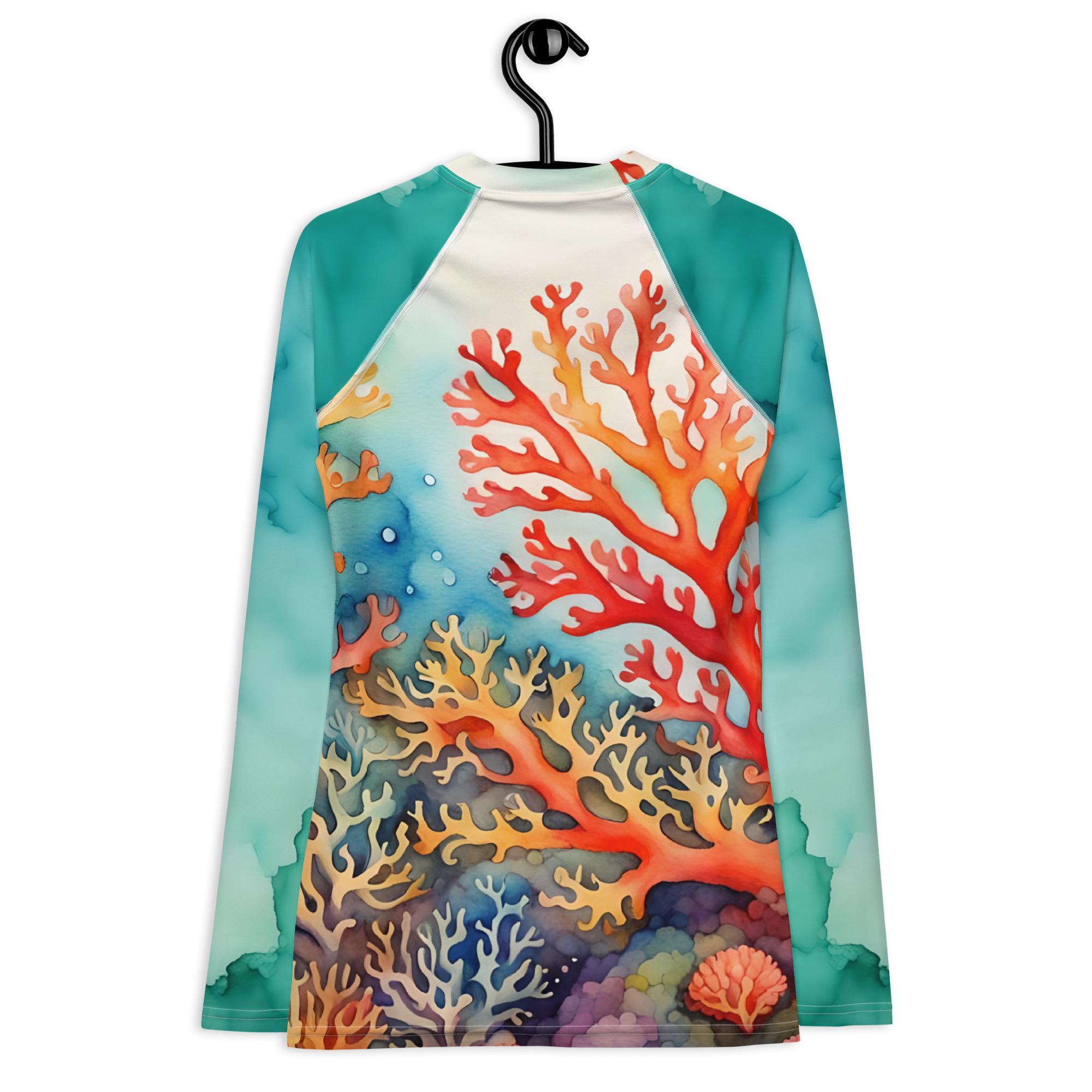 Coral Reef Rash Guard: Watercolor Sea Garden, SPF 50+ Surf Shirt - Etsy